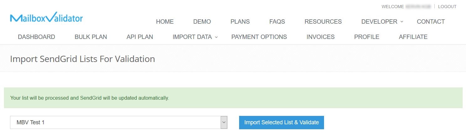 How to import email list from SendGrid - MailboxValidator Articles