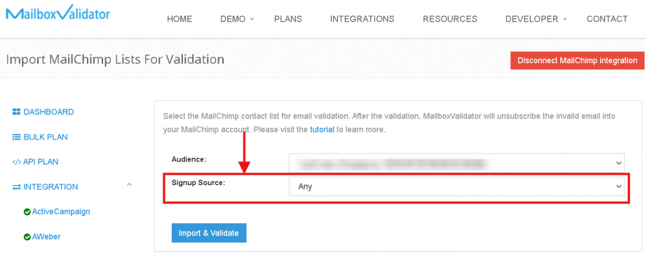 New option for MailChimp integration - MailboxValidator Articles